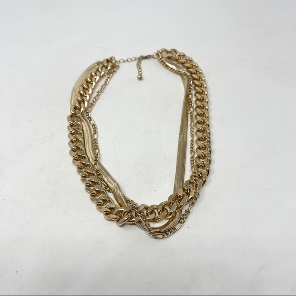 Jewelry | Gold Triple Chain Necklace Chain Link Minimalist Bohemian ...